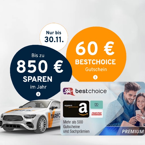 Wechseln Sie jetzt Ihre Kfz-Versicherung - und sichern sich einen 60-Euro-BestCoice-Gutschein ...